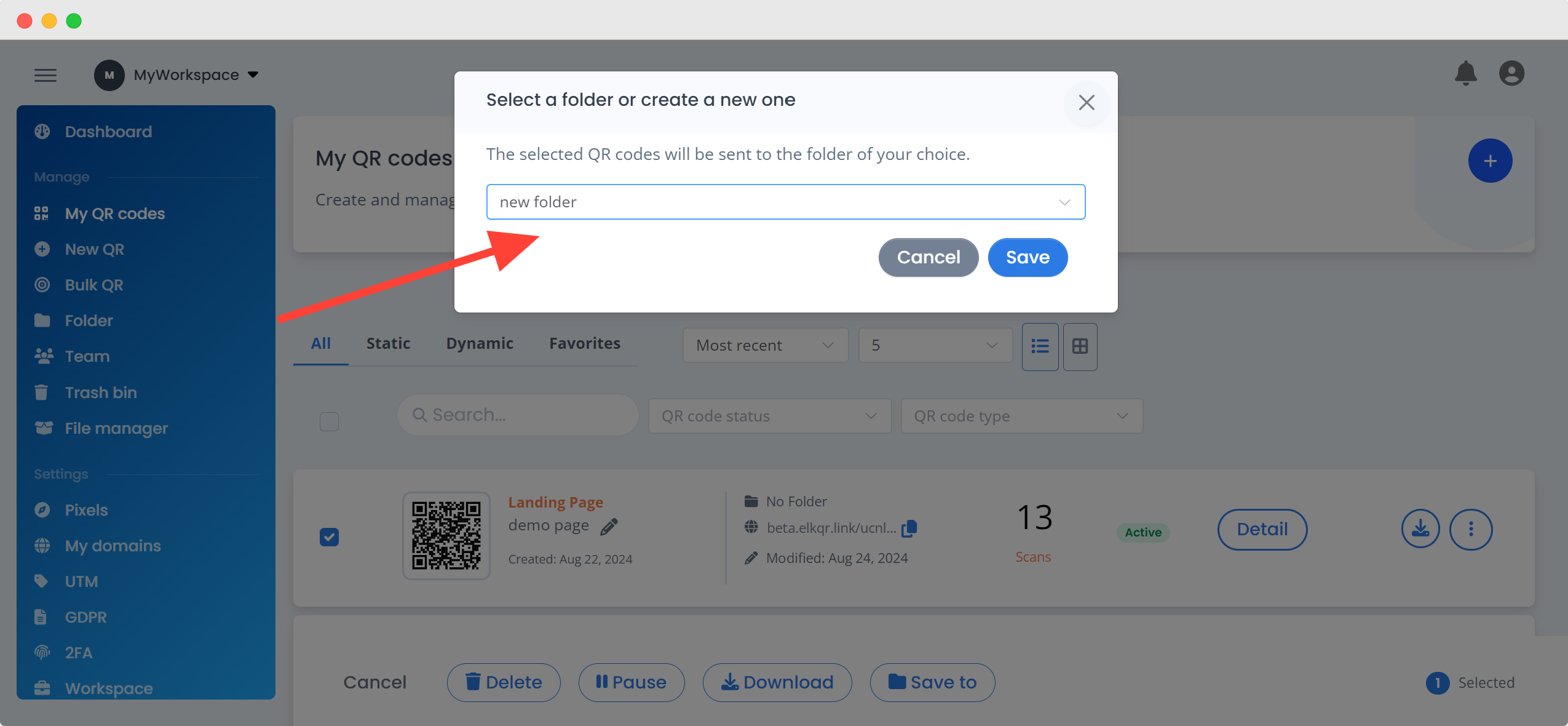 How to Move QR Codes to a Folder? | ElkQR